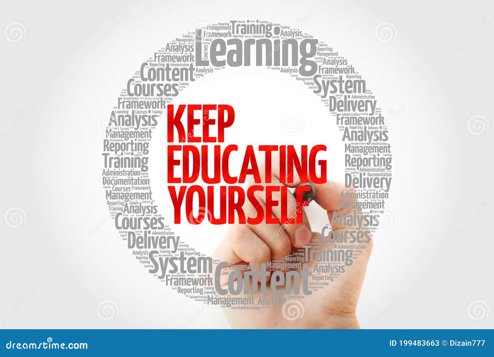 Keep Educating Yourself Circle Word Cloud Stock Image - Image of ...