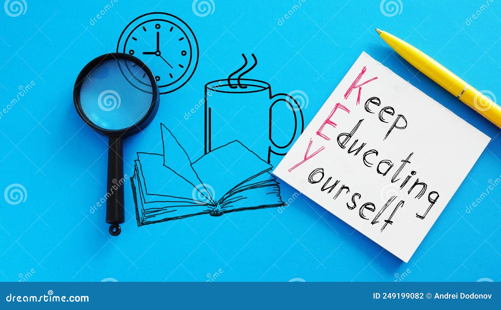 Keep Educating Yourself KEY is Shown Using the Text Stock Photo - Image ...