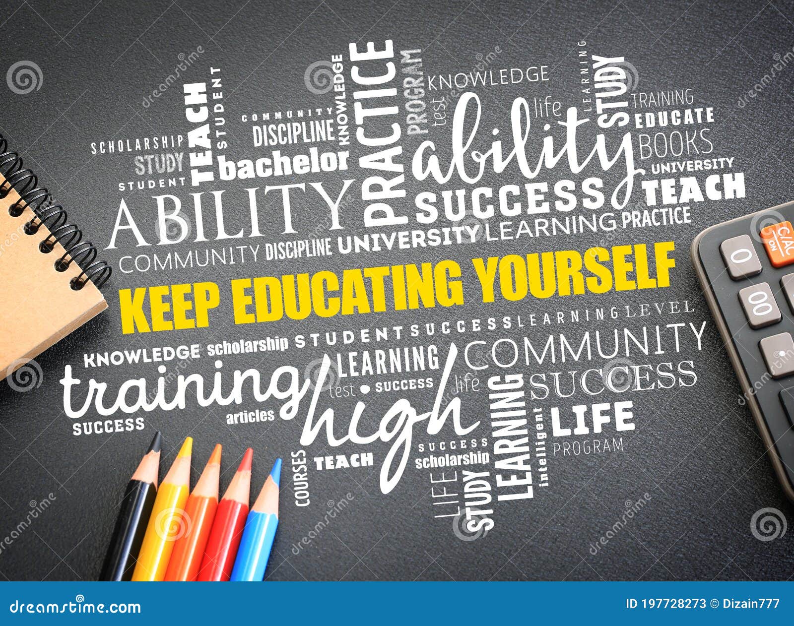 Keep Educating Yourself Word Cloud Collage Stock Image - Image of ...