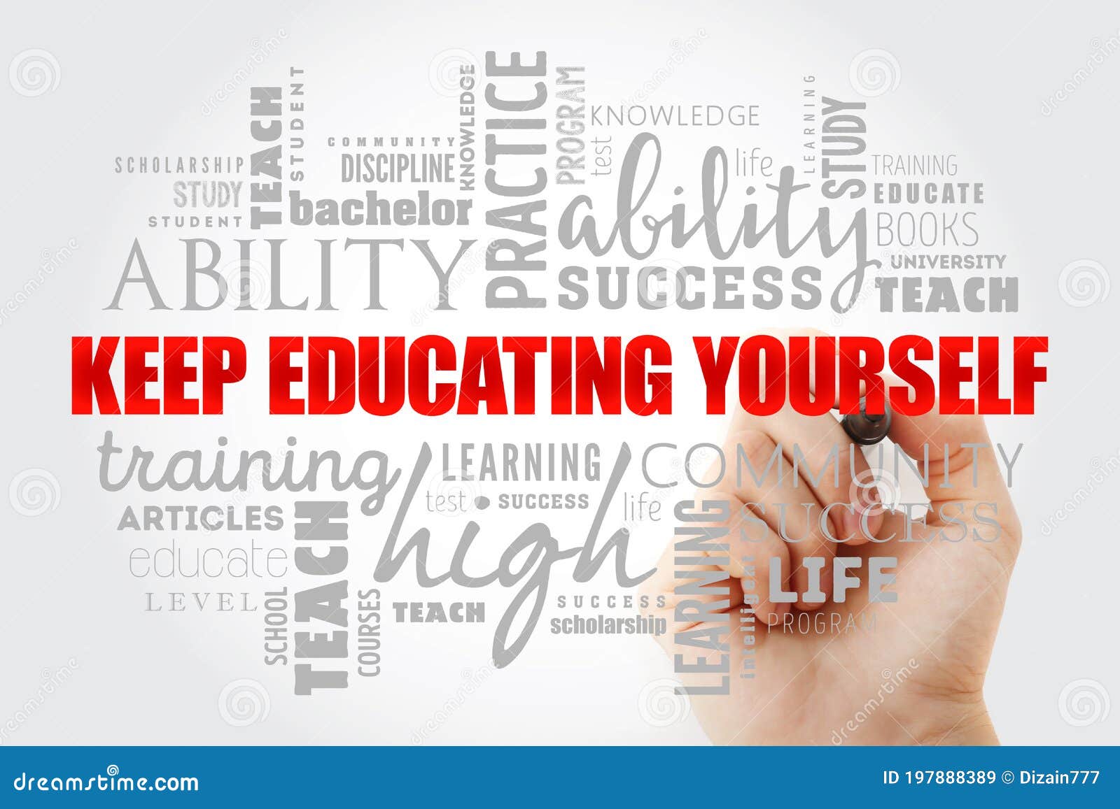 Keep Educating Yourself Word Cloud Collage Stock Image - Image of coach ...