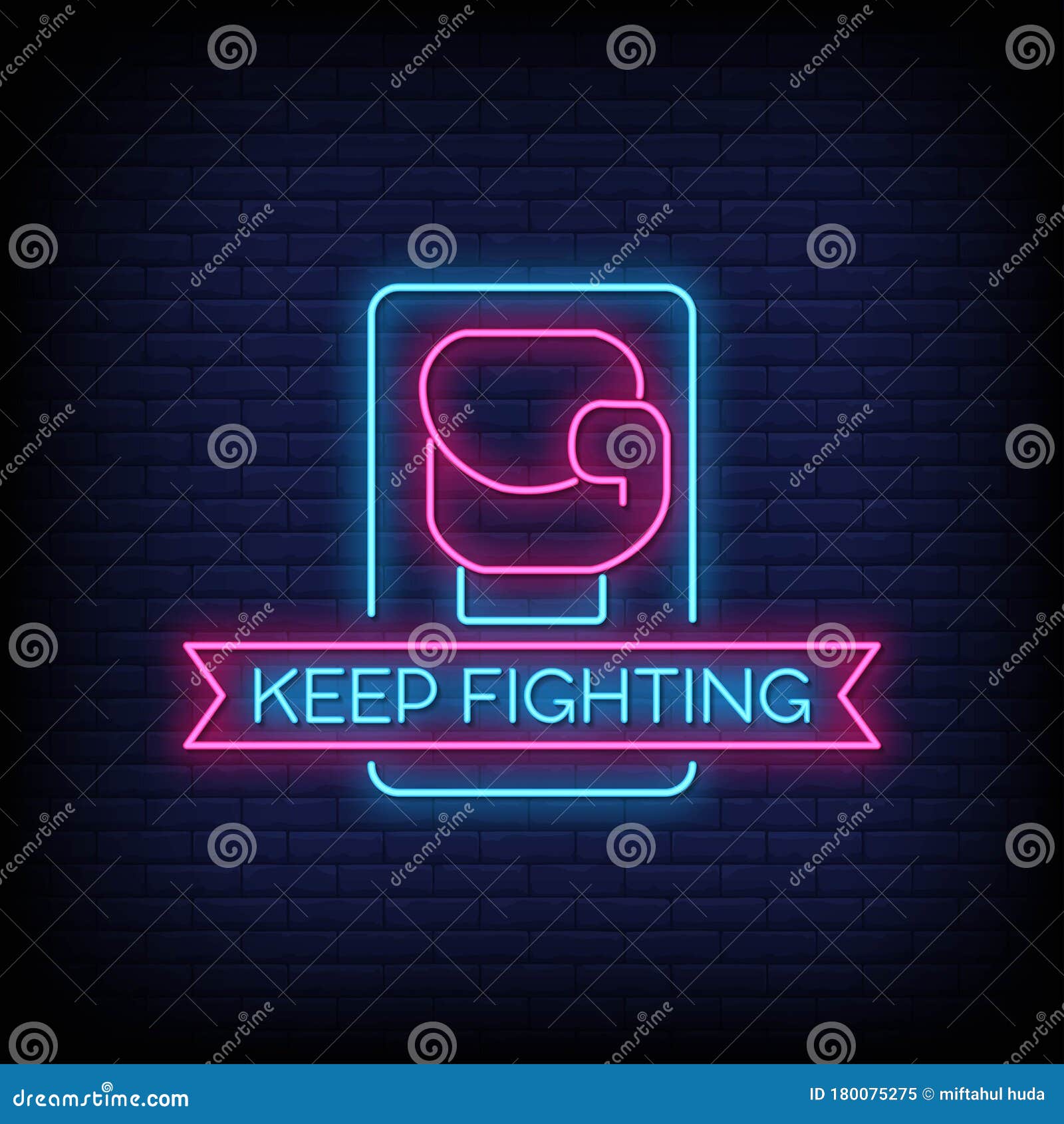 Keep Fighting Neon Signs Style Text Vector Stock Vector - Illustration ...