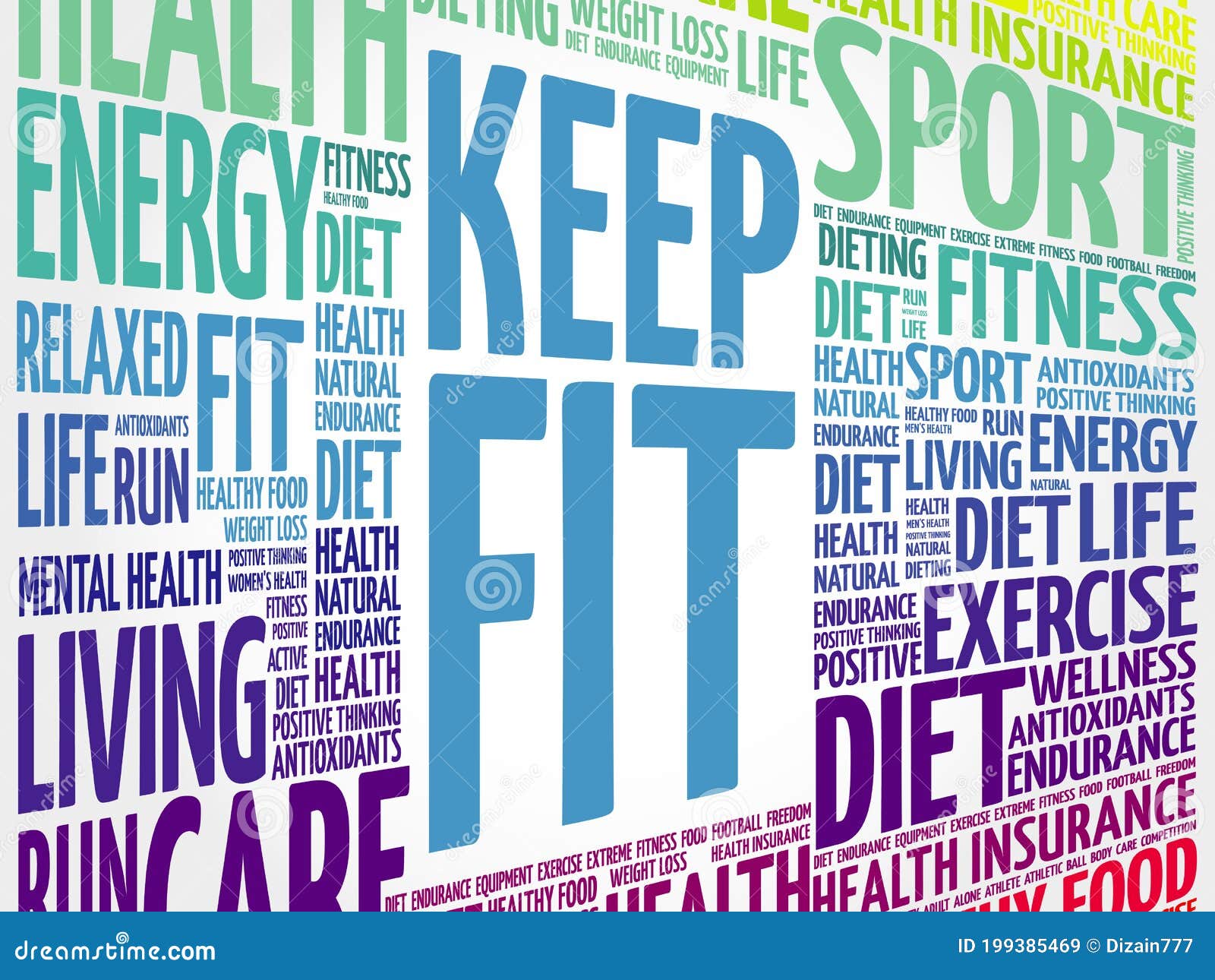 KEEP FIT Word Cloud Collage Stock Illustration - Illustration of goal ...