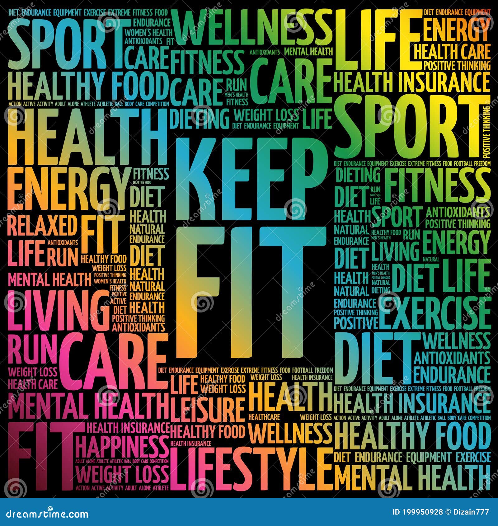KEEP FIT Word Cloud Collage Stock Illustration - Illustration of ...