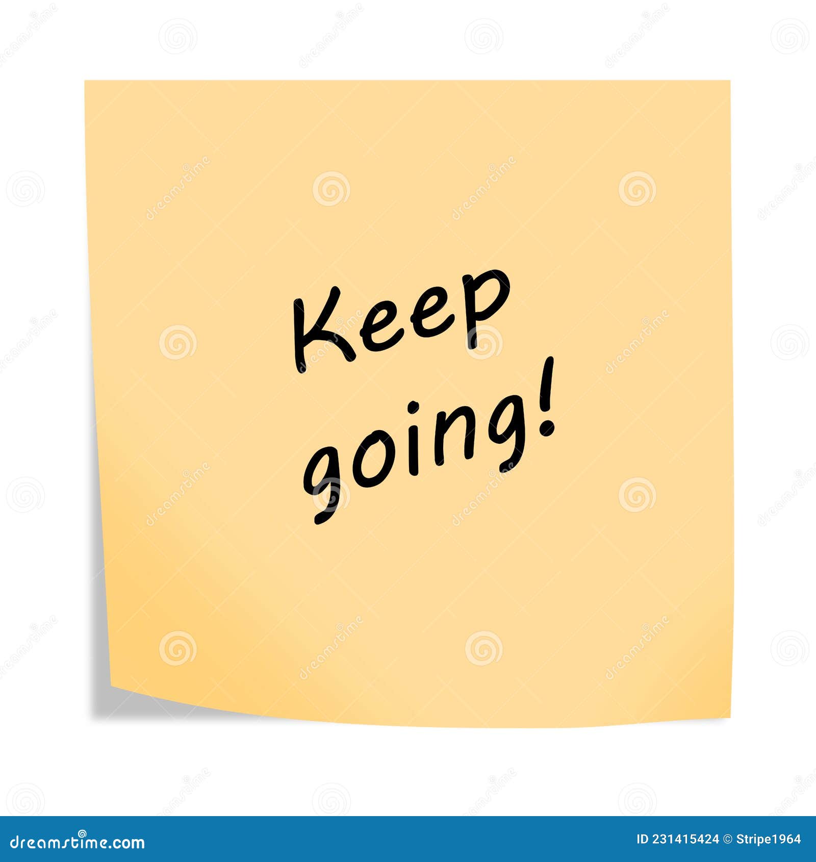 Keep Going 3d Illustration Post Note Reminder on White with Clipping ...