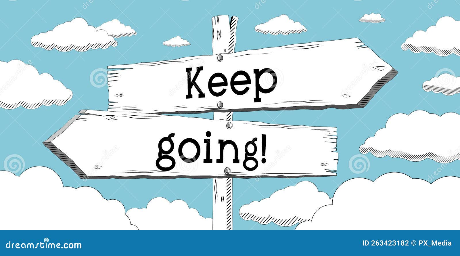 Keep Going - Outline Signpost with Two Arrows Stock Illustration ...