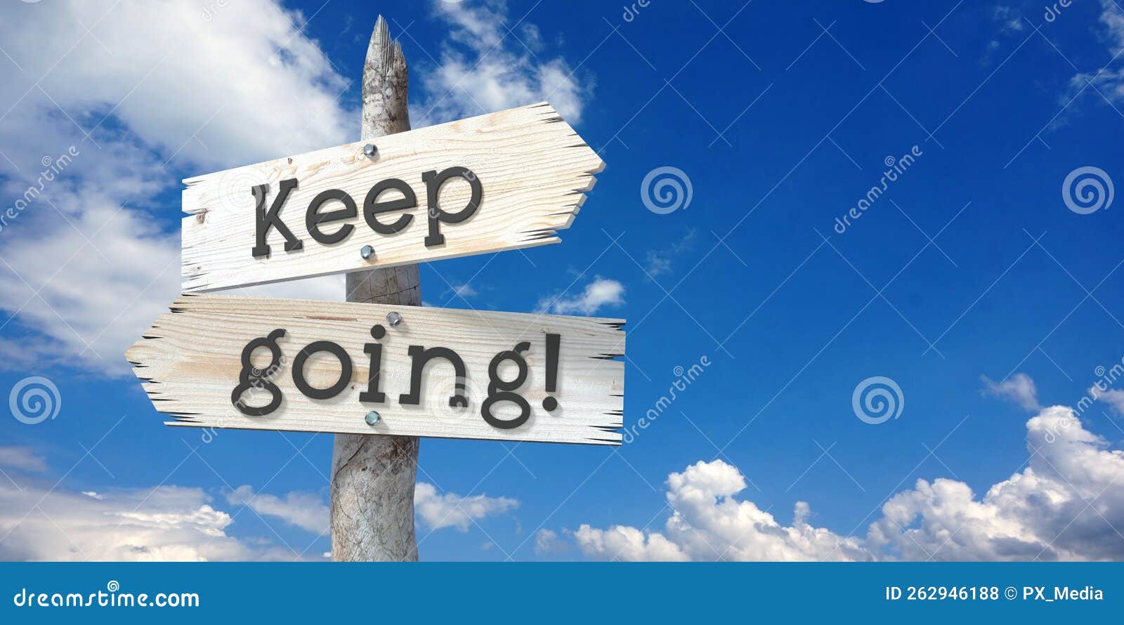 Keep Going - Wooden Signpost with Two Arrows Stock Illustration ...