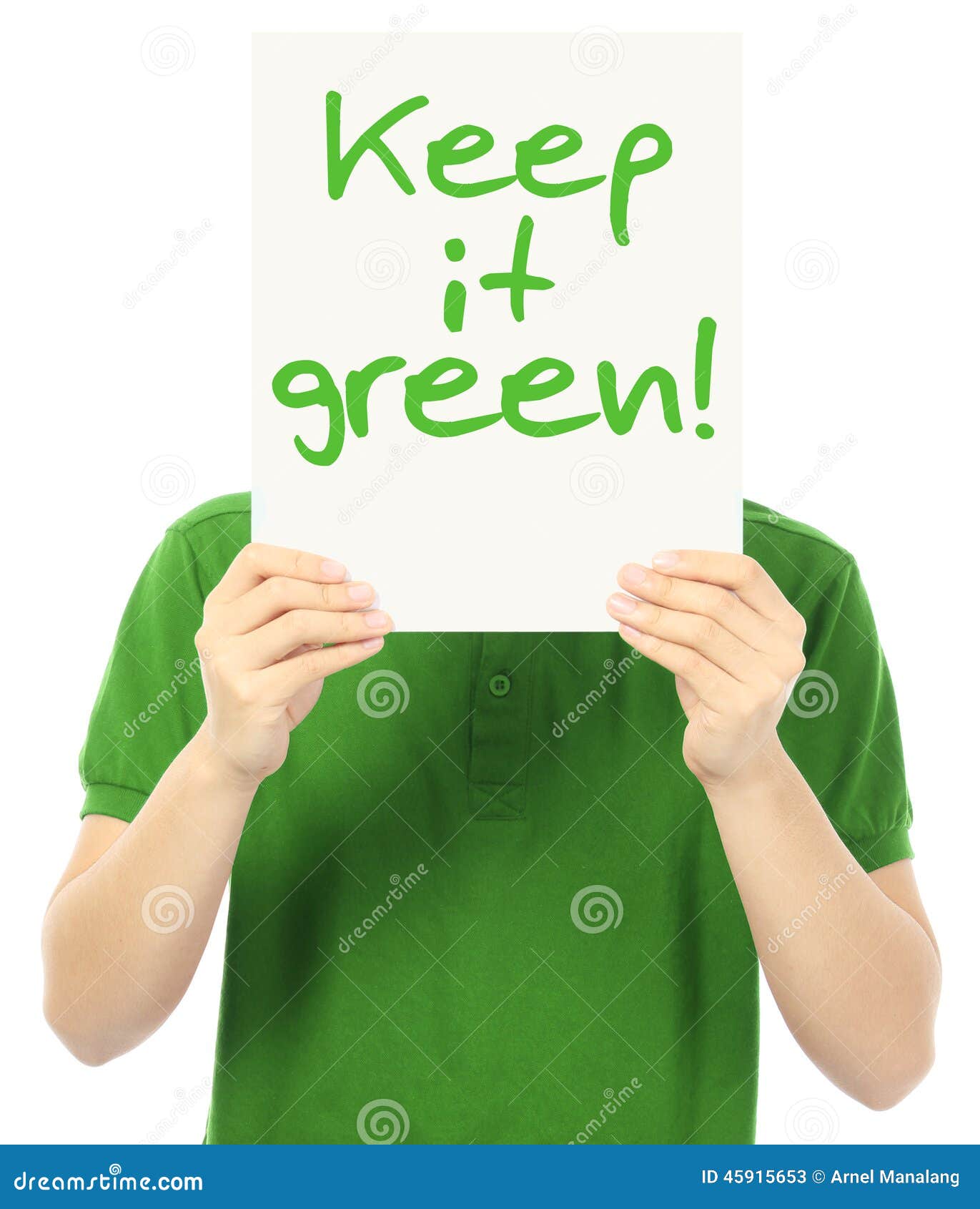 Keep it Green stock image. Image of reminder, person - 45915653