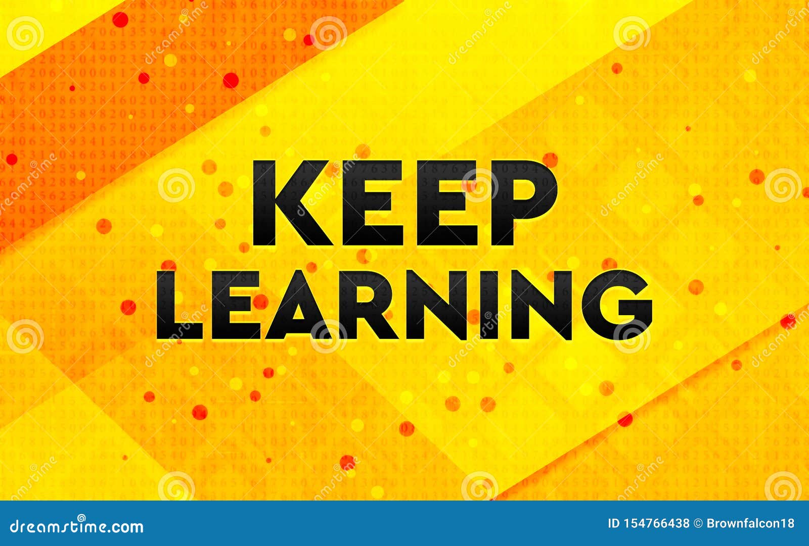 Keep Learning Abstract Digital Banner Yellow Background Stock ...