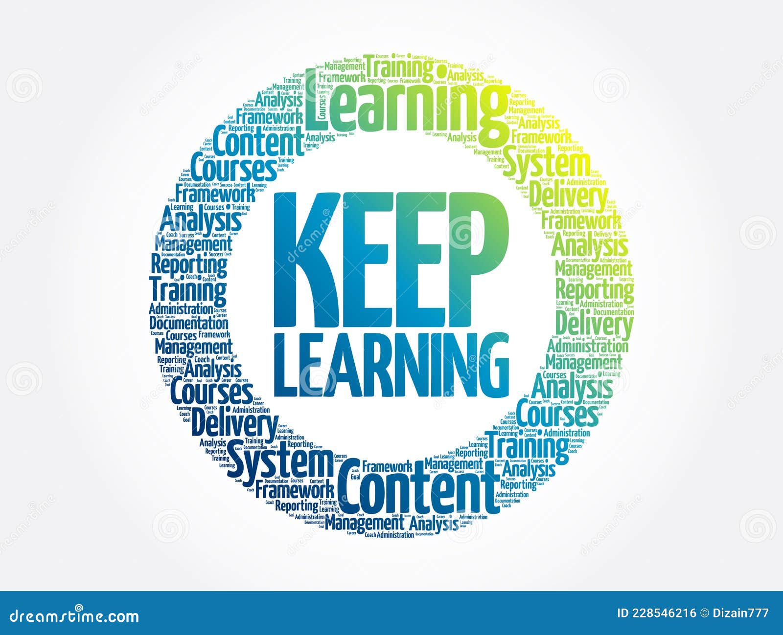Keep Learning Circle Word Cloud, Business Concept Stock Illustration ...