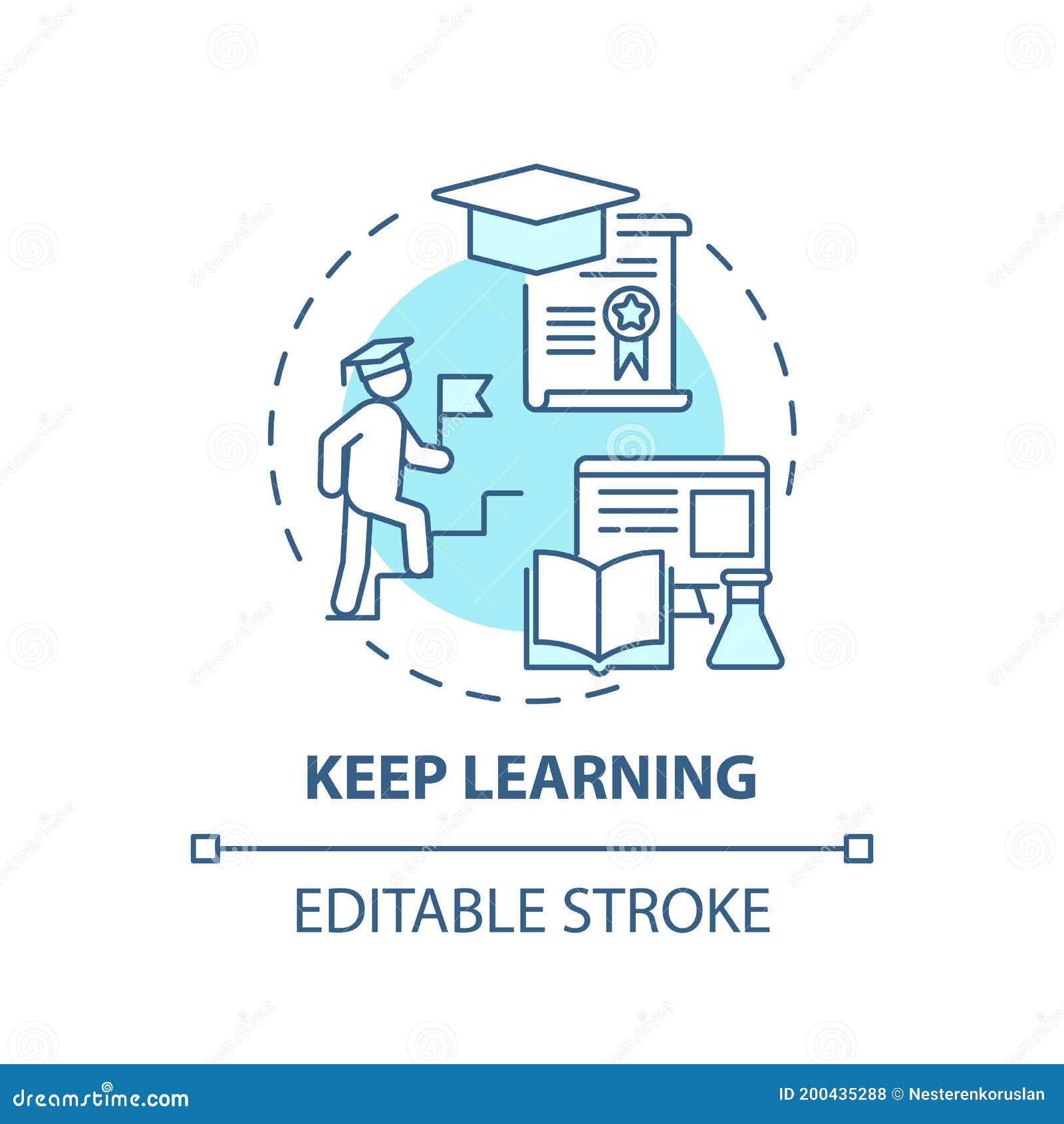 Keep learning concept icon stock vector. Illustration of icon - 200435288