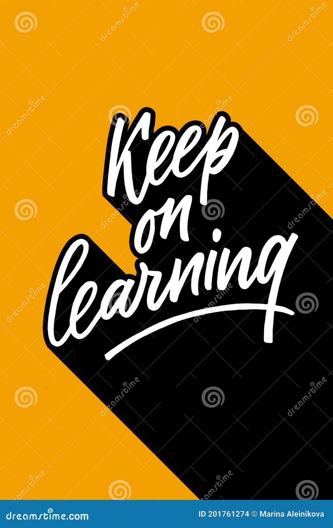 Keep on Learning Hand Drawn Lettering Phrase. White Letters with Long ...