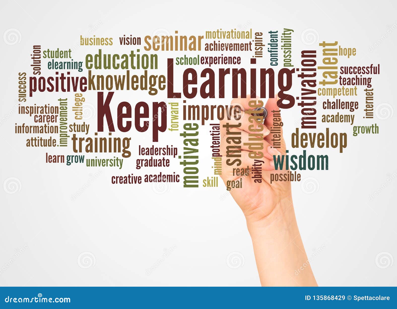 Keep Learning Word Cloud and Hand with Marker Concept Stock ...