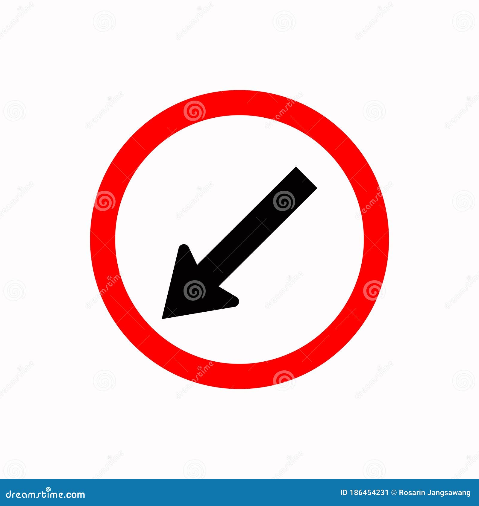 -Keep Left By The Arrow Red Circle Traffic Road Sign,Vector ...