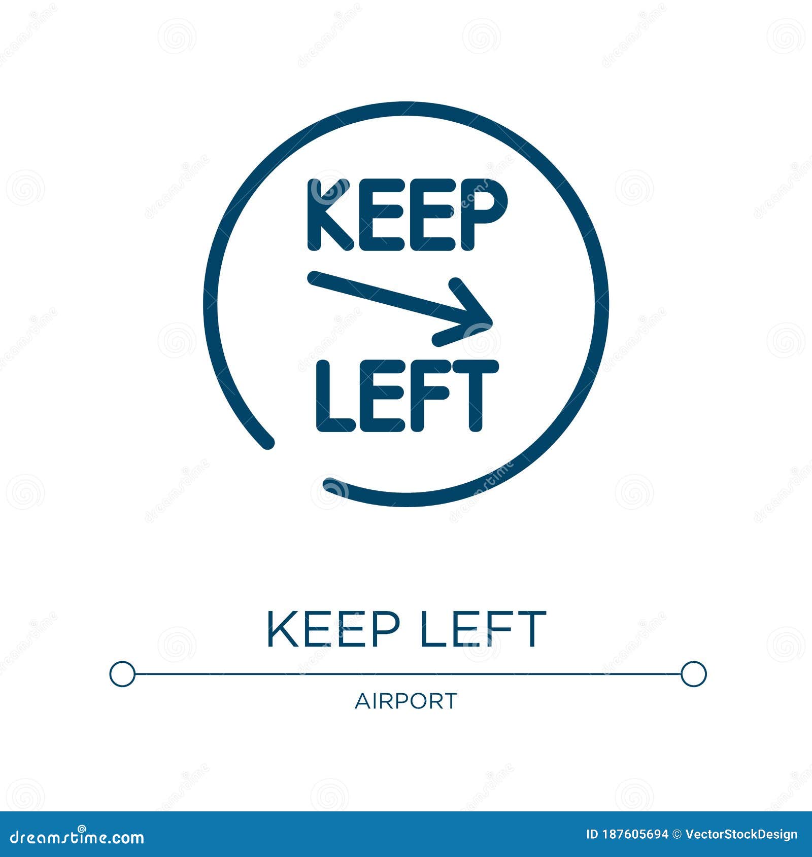 Keep Left Icon. Linear Vector Illustration from Us Road Signs ...