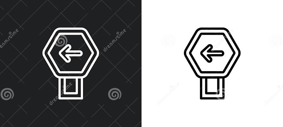 Keep Left Outline Icon in White and Black Colors. Keep Left Flat Vector ...