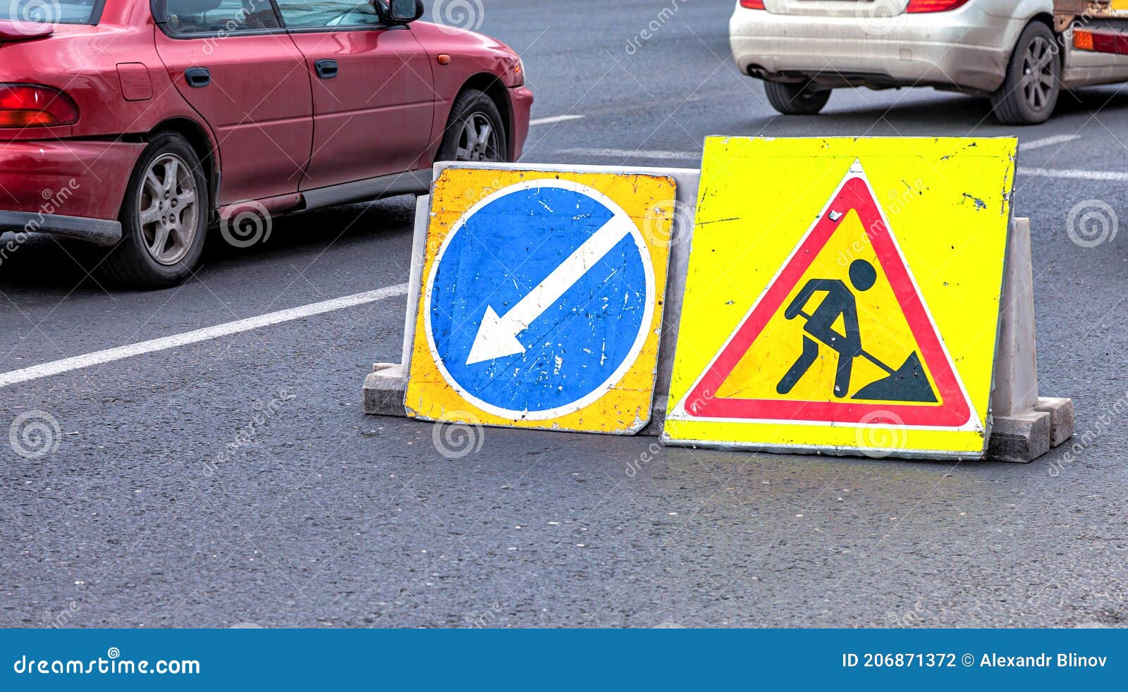 Keep Left Road Sign at the City Street Stock Photo - Image of safety ...