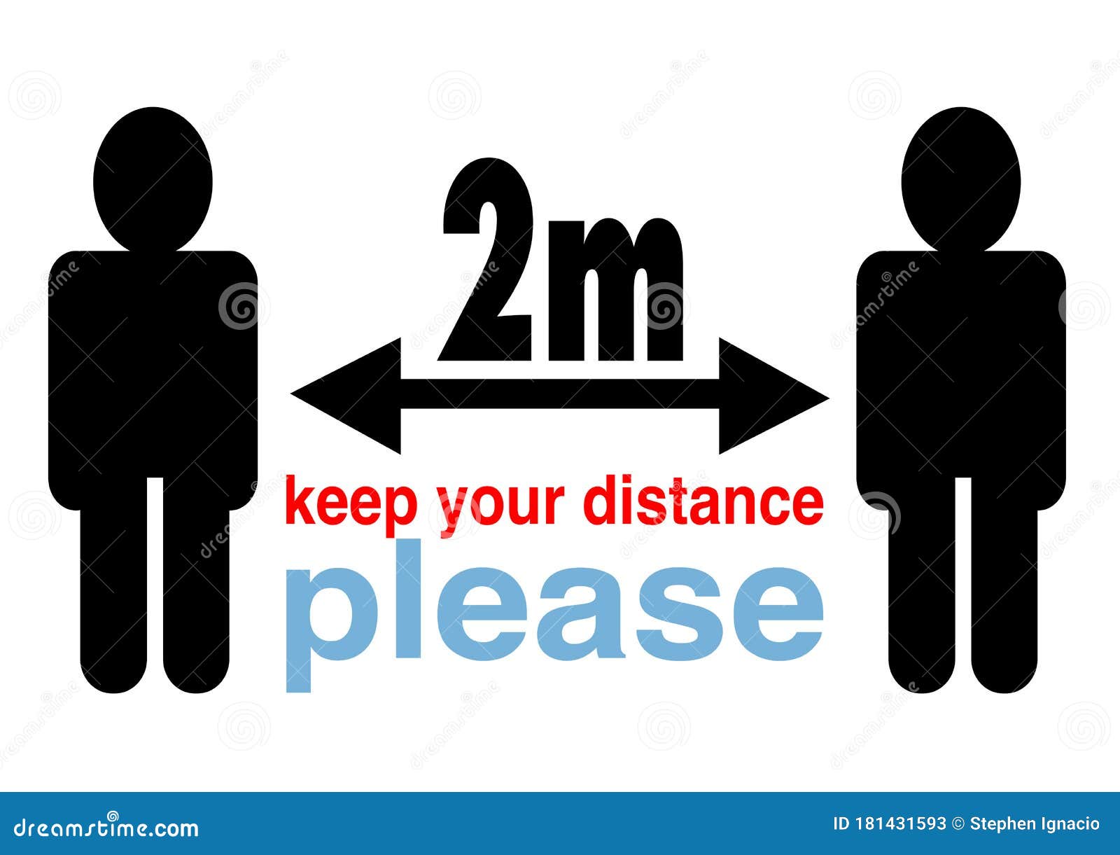 Polite Keep Your Distance 2m Warning Sign Stock Image - Image of social ...