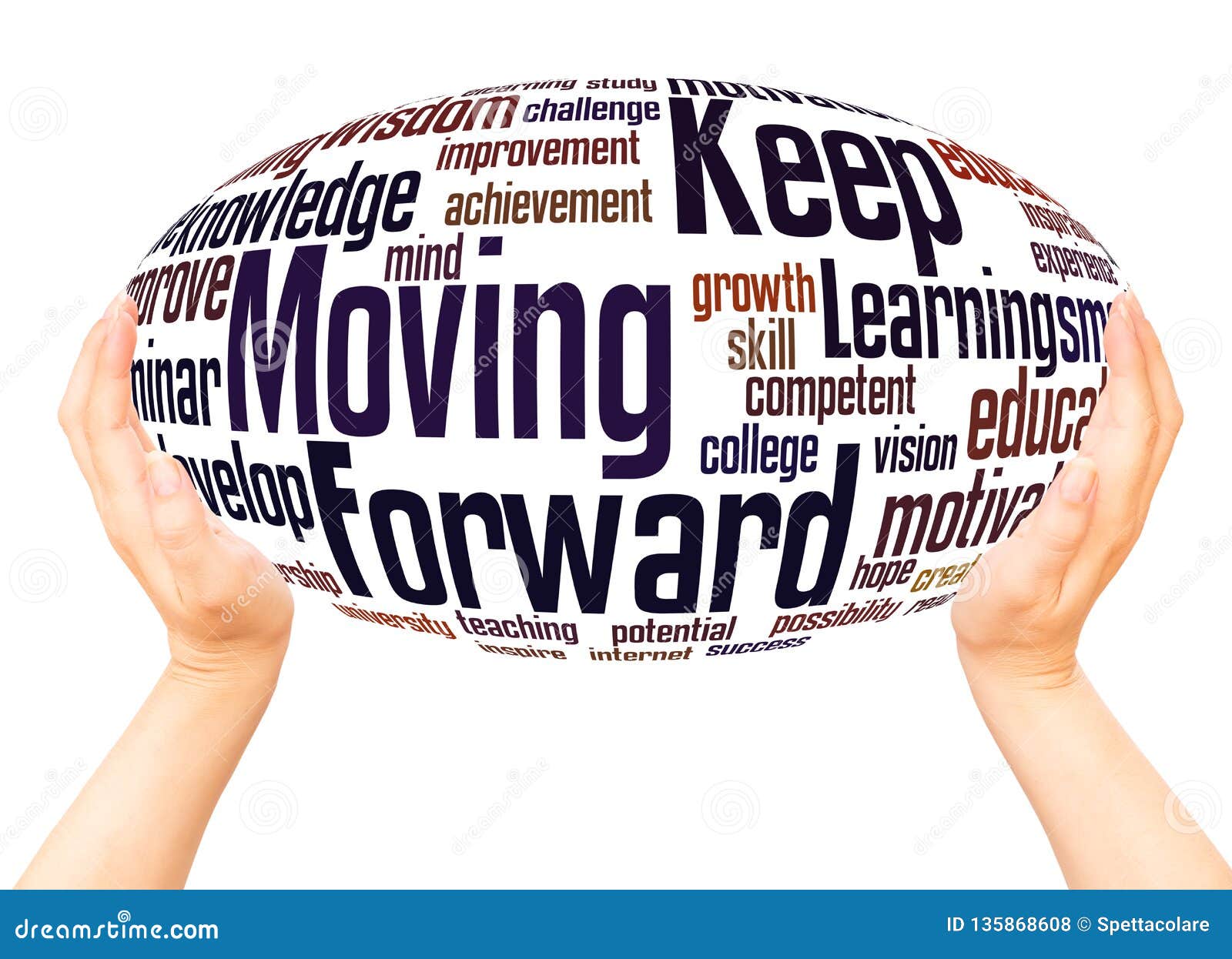 Keep Moving Forward Word Cloud Hand Sphere Concept Stock Illustration ...