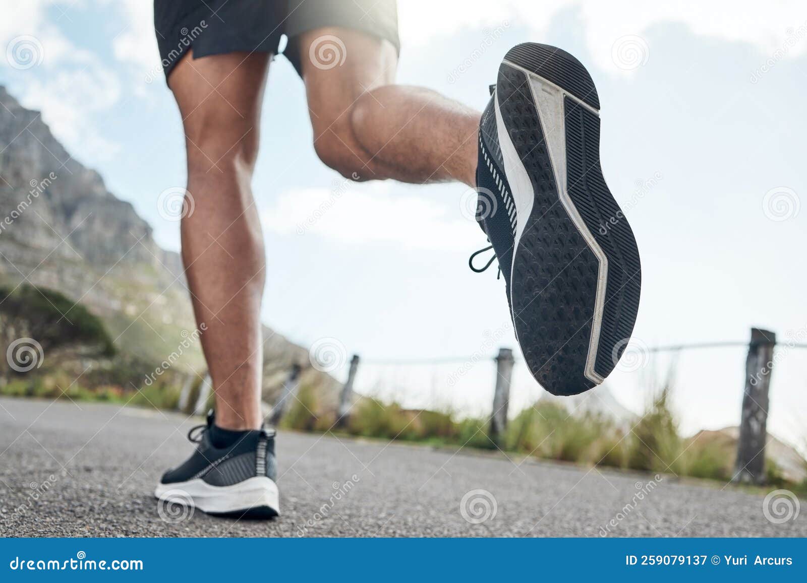 Keep it Moving. a Man Running on a Mountain Road. Stock Image - Image ...