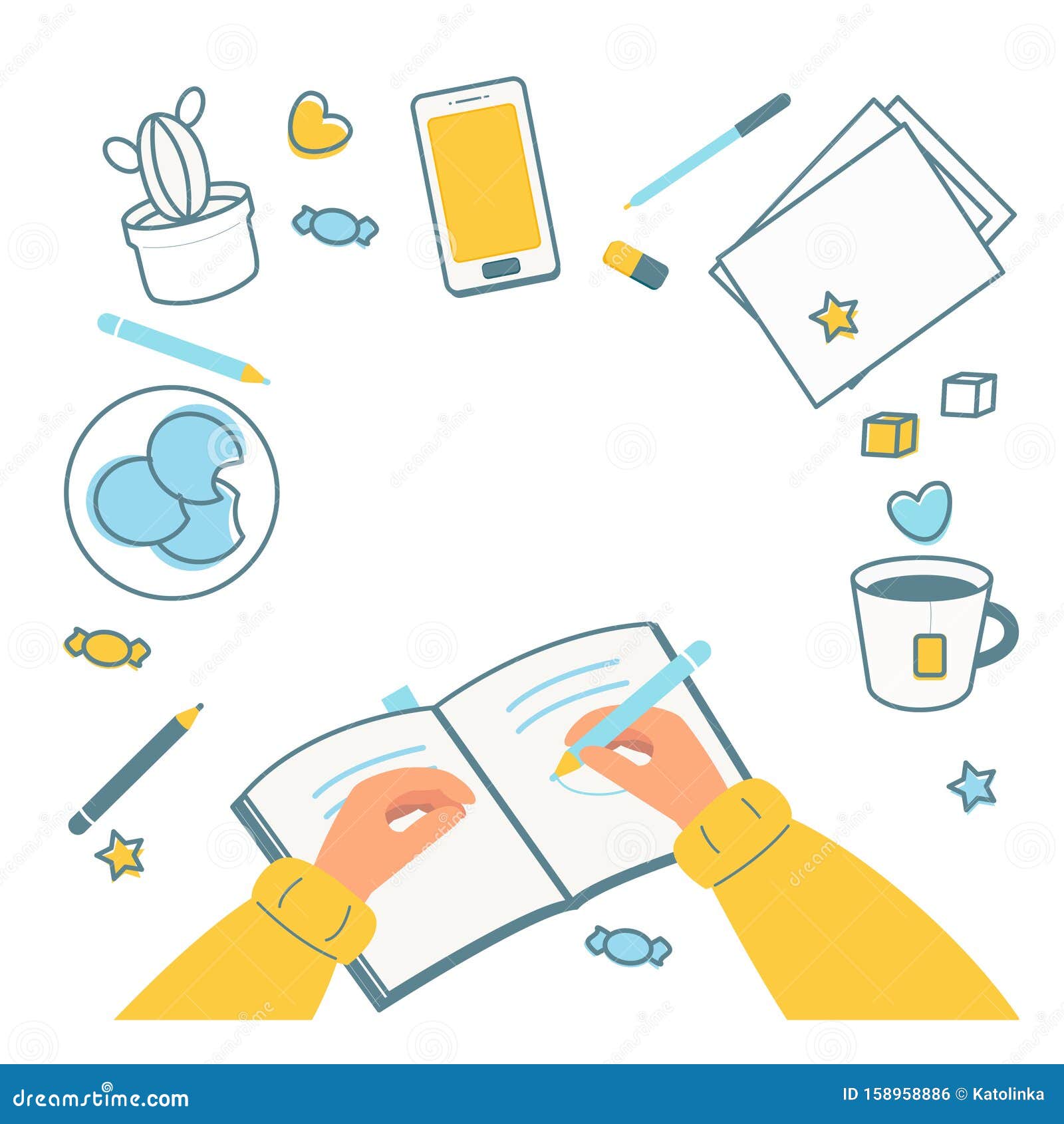 Keep Notes in a Notebook. Hand Holding a Pencil and Writing in a Diary ...