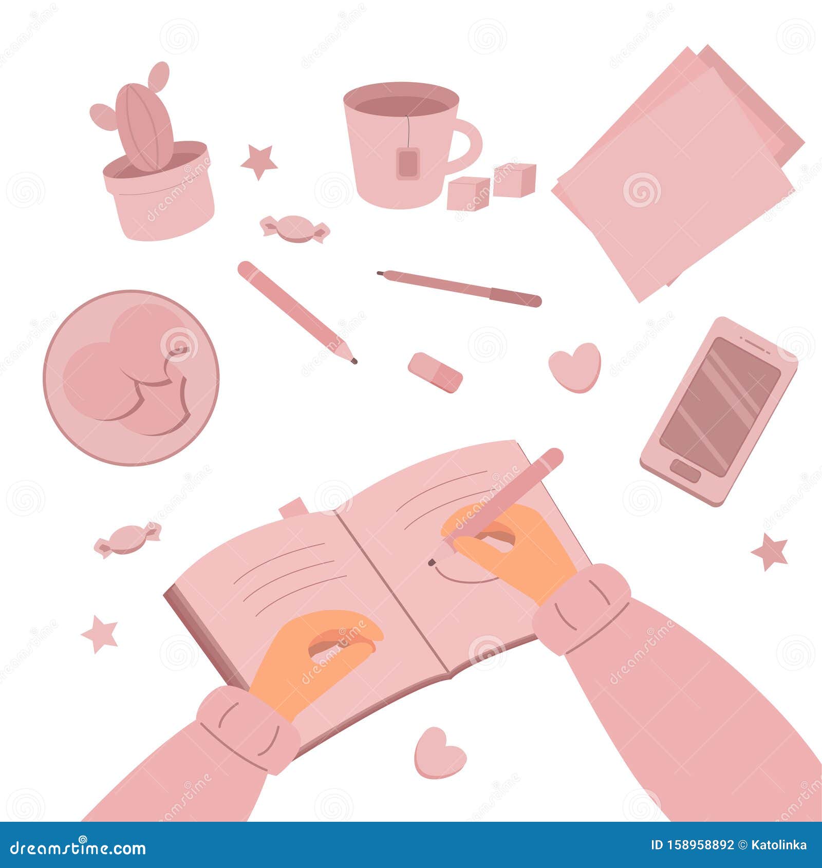 Keep Notes in a Notebook. Hand Holding a Pencil and Writing in a Diary ...