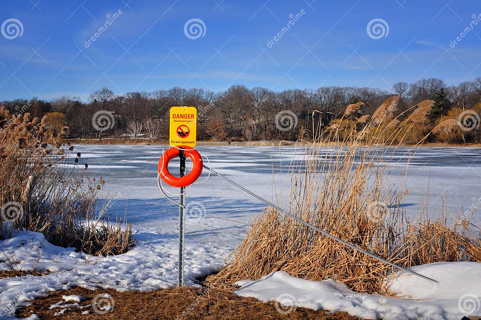 Keep off ice stock image. Image of river, danger, save - 13296527