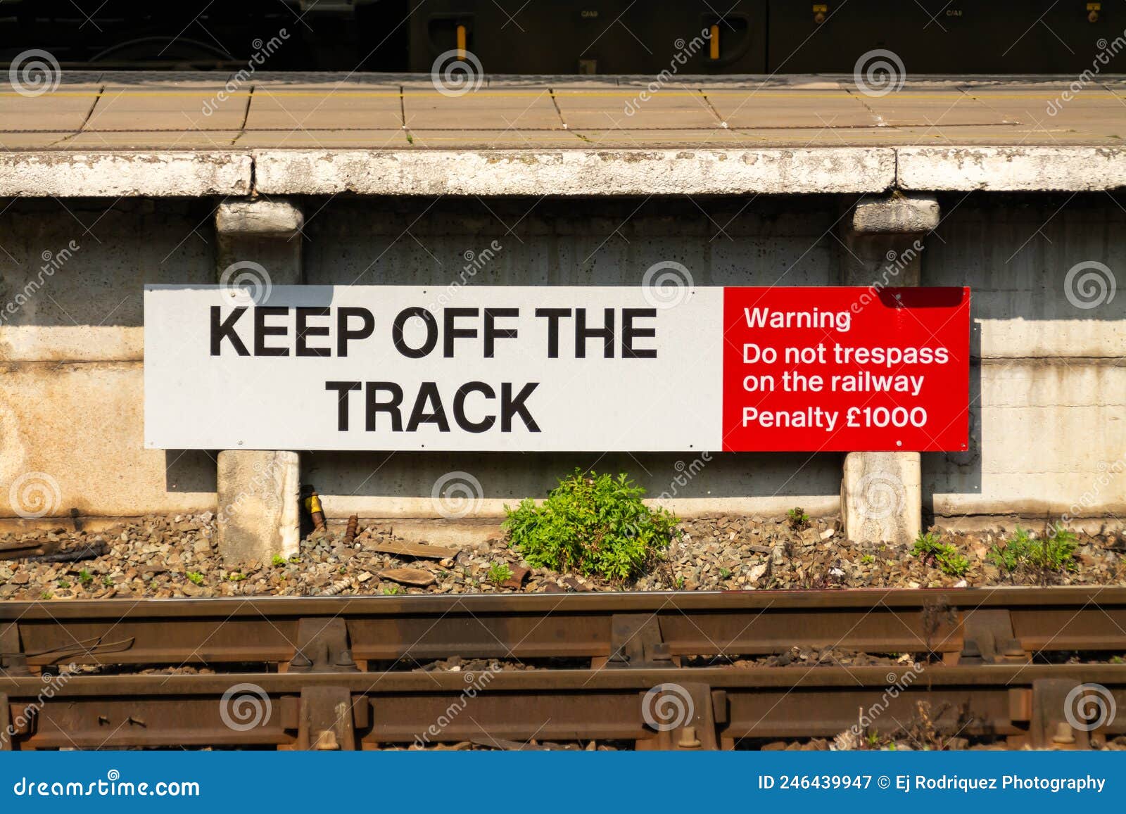Keep off the tracks sign stock image. Image of railroad - 246439947