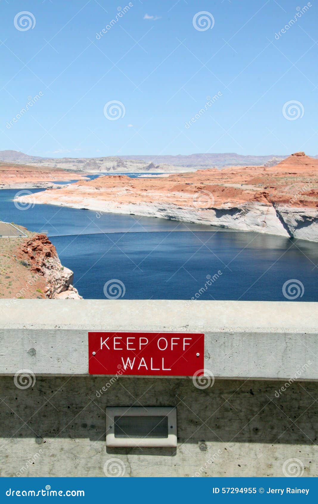 Keep Off the Wall Sign on a Dam Stock Image - Image of water ...