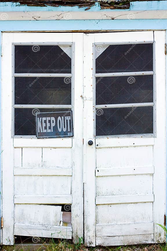 Keep Out stock photo. Image of doors, rust, sign, white - 10422696