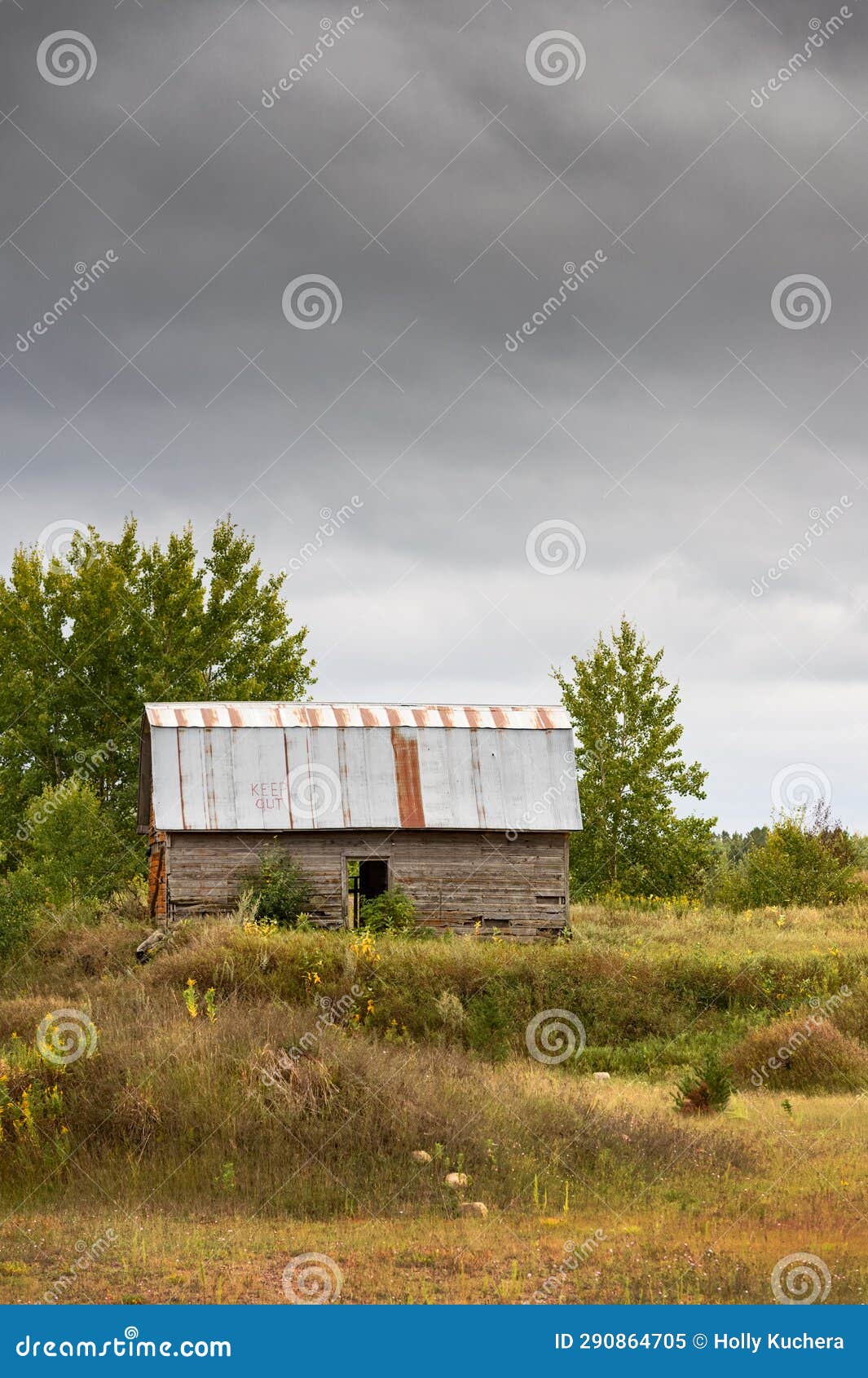 Keep Out Barn and Threatening Sky Stock Image - Image of autumn ...