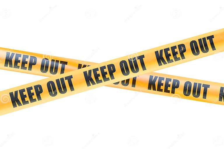 Keep Out Caution Barrier Tapes, 3D Rendering Stock Illustration ...