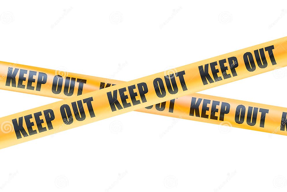 Keep Out Caution Barrier Tapes, 3D Rendering Stock Illustration ...