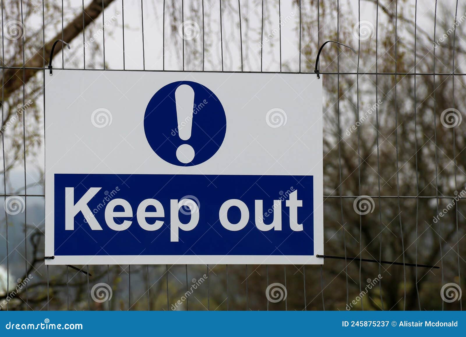 Keep Out Sign on a Building Site Perimeter Fence Stock Image - Image of ...