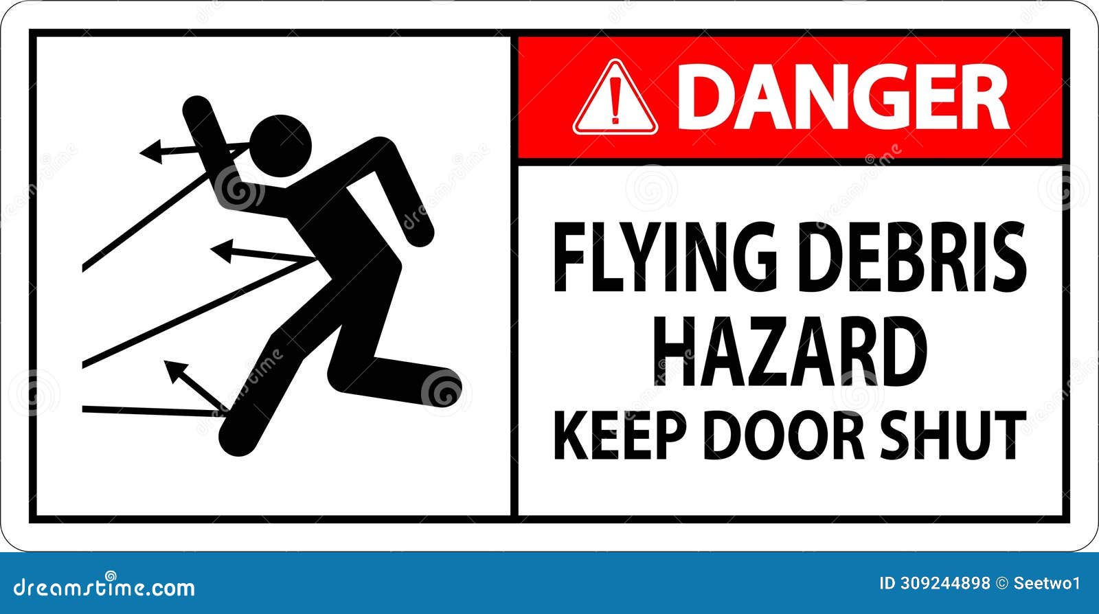 Keep Out Sign, Flying Debris Hazard, Keep Door Shut Stock Vector ...