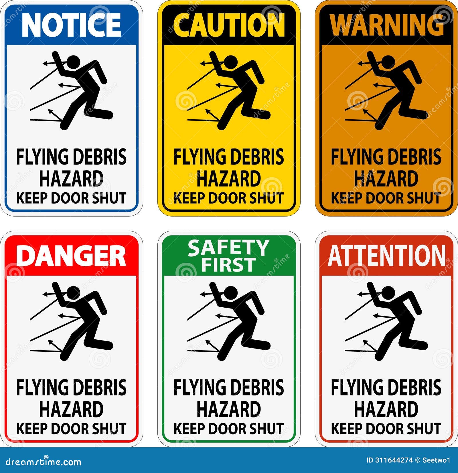 Keep Out Sign, Flying Debris Hazard, Keep Door Shut Stock Vector ...