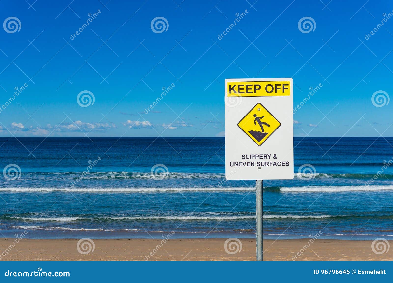 Keep Out Warning Sign Against Ocean and Blue Sky Stock Photo - Image of ...