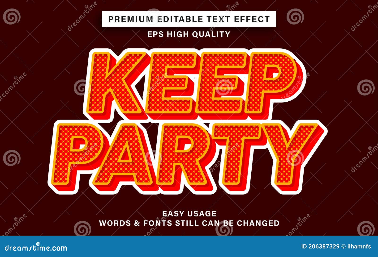 Keep Party Editable Text Effect Stock Vector - Illustration of shiny ...