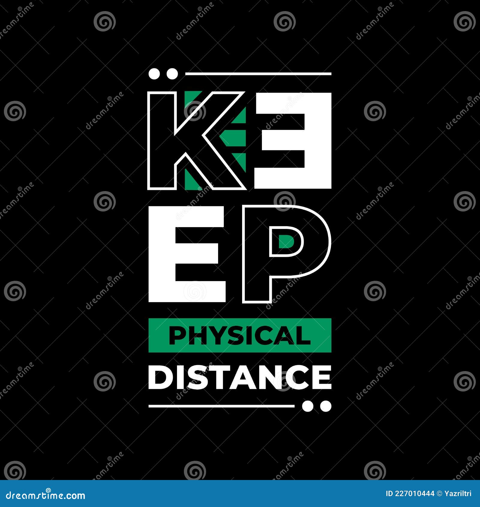 Keep Physical Distance Typography on Black Stock Vector - Illustration ...