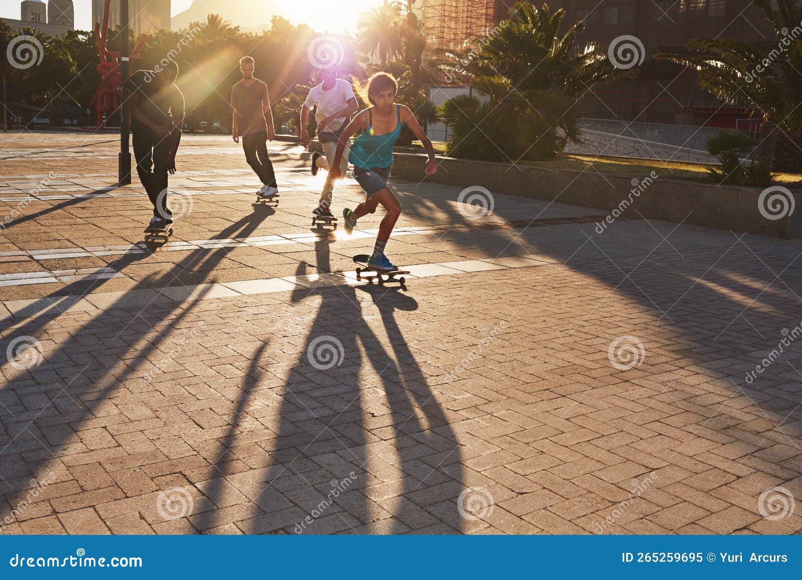 Keep on Pushing. a Group of Skaters Skating in the City. Stock Image ...