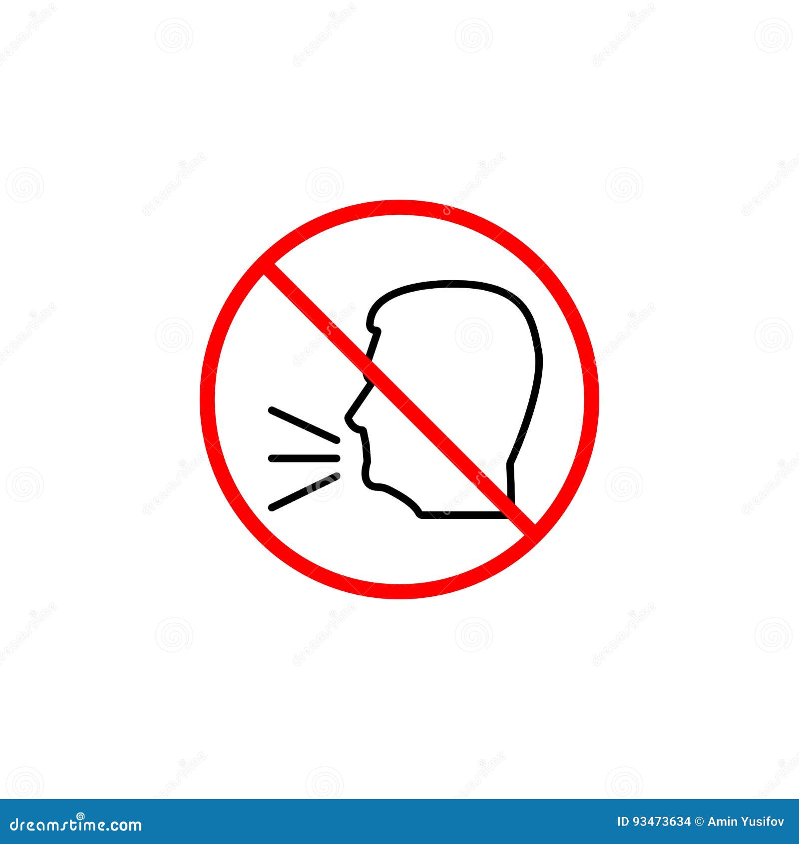 Keep Quiet Line Icon, No Speak Prohibition Sign Stock Vector ...