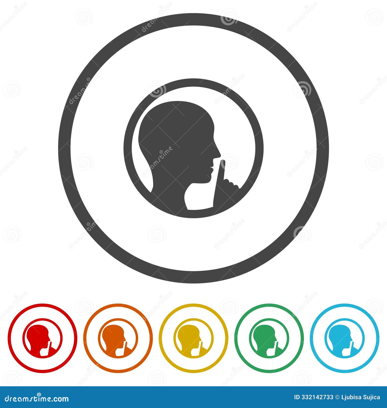 Keep Quiet Sign Icon. Set Icons in Color Circle Buttons Stock ...