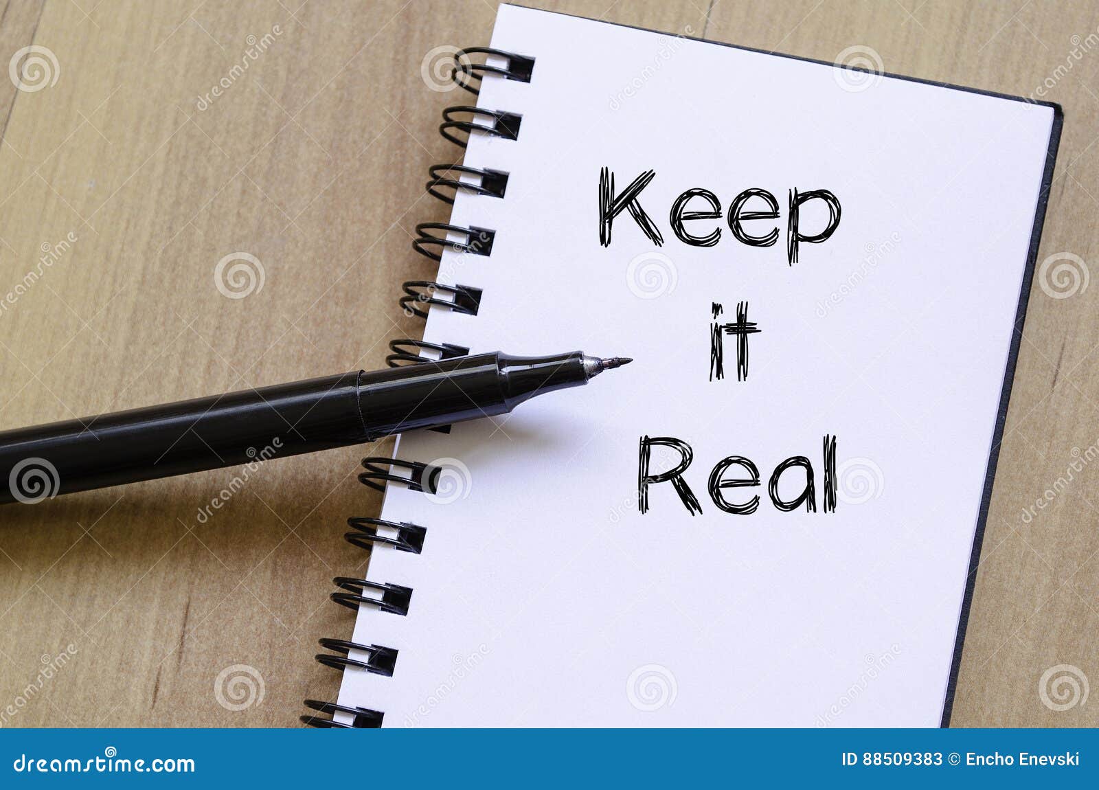 Keep it Real Write on Notebook Stock Image - Image of truth, modern ...