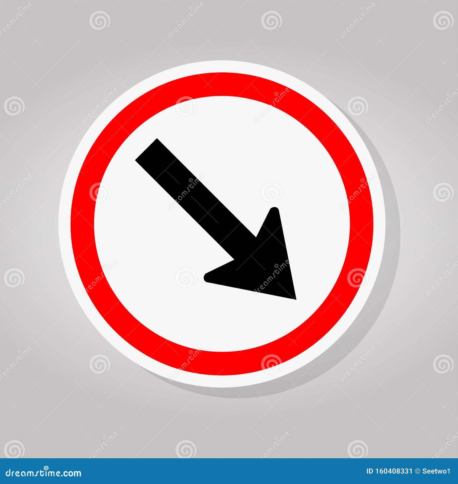 Keep Right by the Arrow Red Circle Traffic Road Sign Isolate on White ...