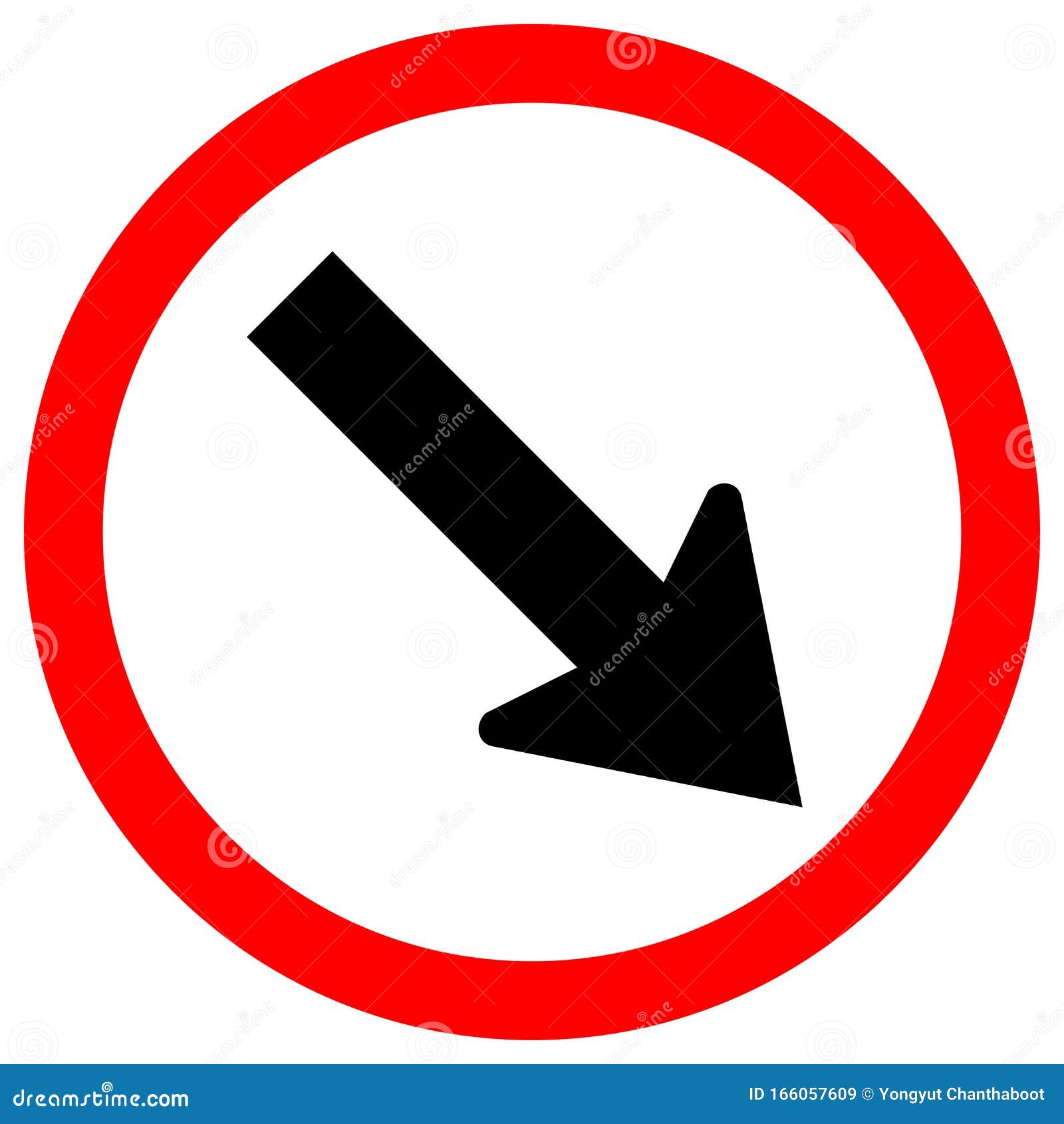 Keep Right by the Arrow Red Circle Traffic Road Sign,Vector ...