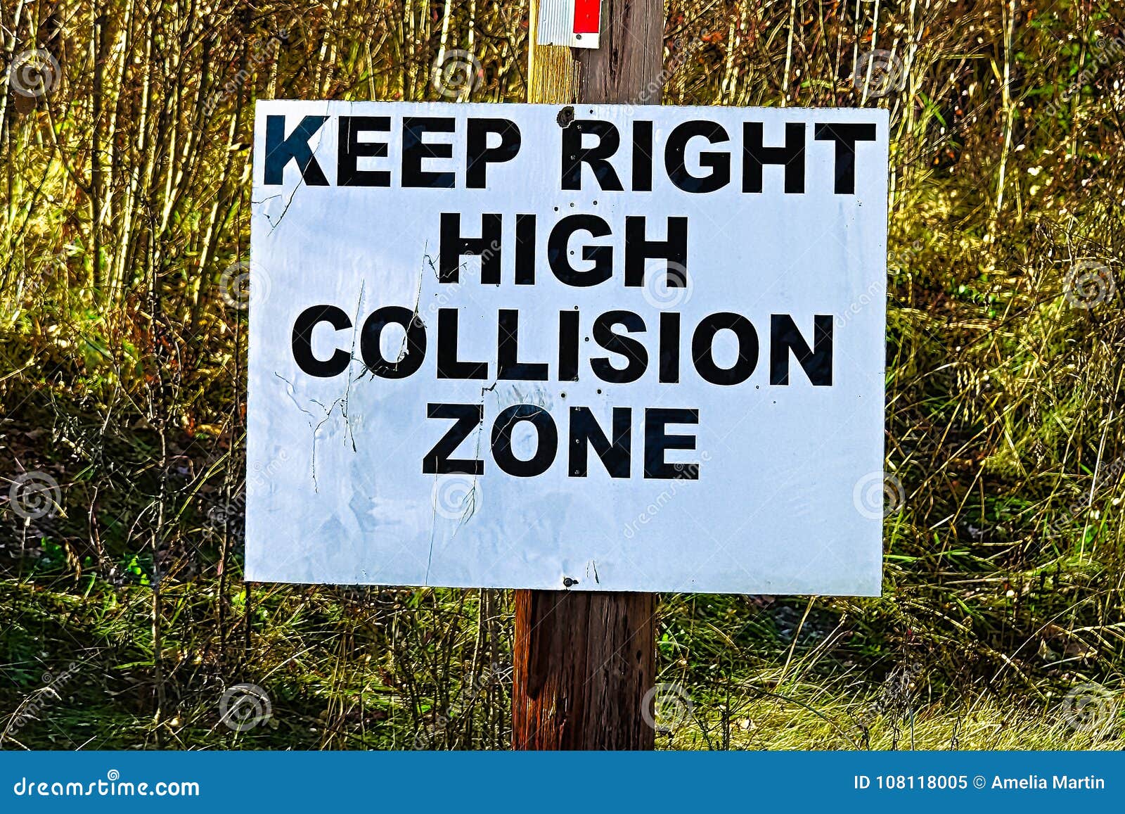 A Keep Right High Collision Zone Sign Stock Image - Image of black ...