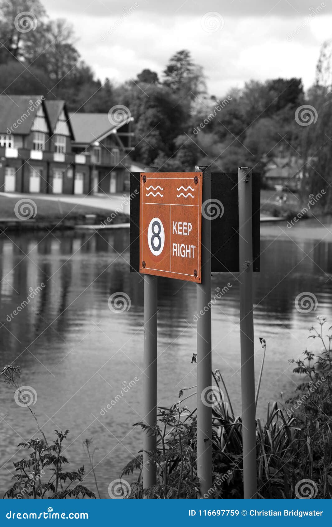Keep Right and Maximum Speed Warning Sign on the River Severn in ...