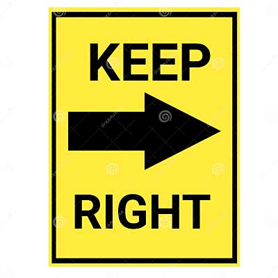 Keep Right Turn Sign with Yellow Background. Stock Illustration ...