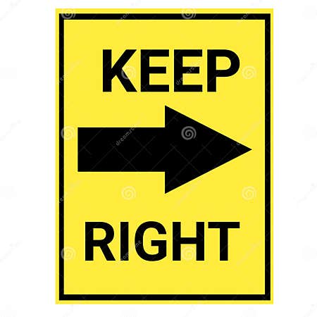 Keep Right Turn Sign with Yellow Background. Stock Illustration ...