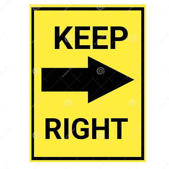Keep Right Turn Sign with Yellow Background. Stock Illustration ...
