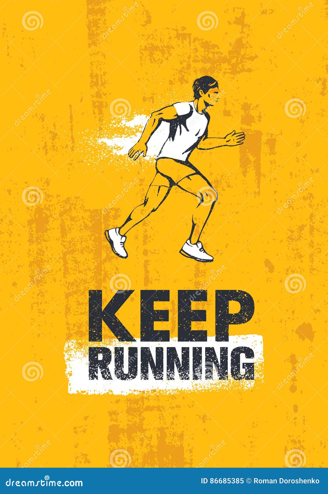 Keep Running. Active Sport Motivation Print Concept. Creative Vector ...